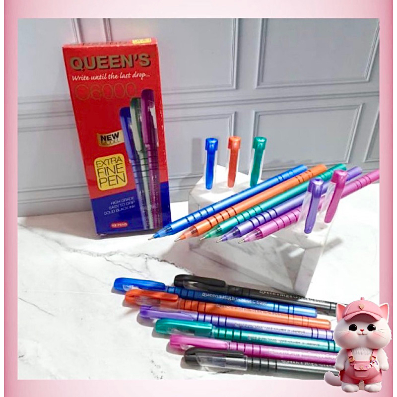 Jual N107 Pulpen Queen's Extra Fine C6000 0.7 MM (12 PCS) | Shopee ...