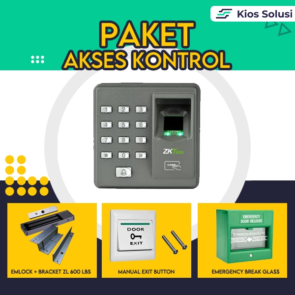 Jual Paket Akses Kontrol Pintu Kayu atau Frameless | Access Door | Mesin Absen ZKTECO X7 ...