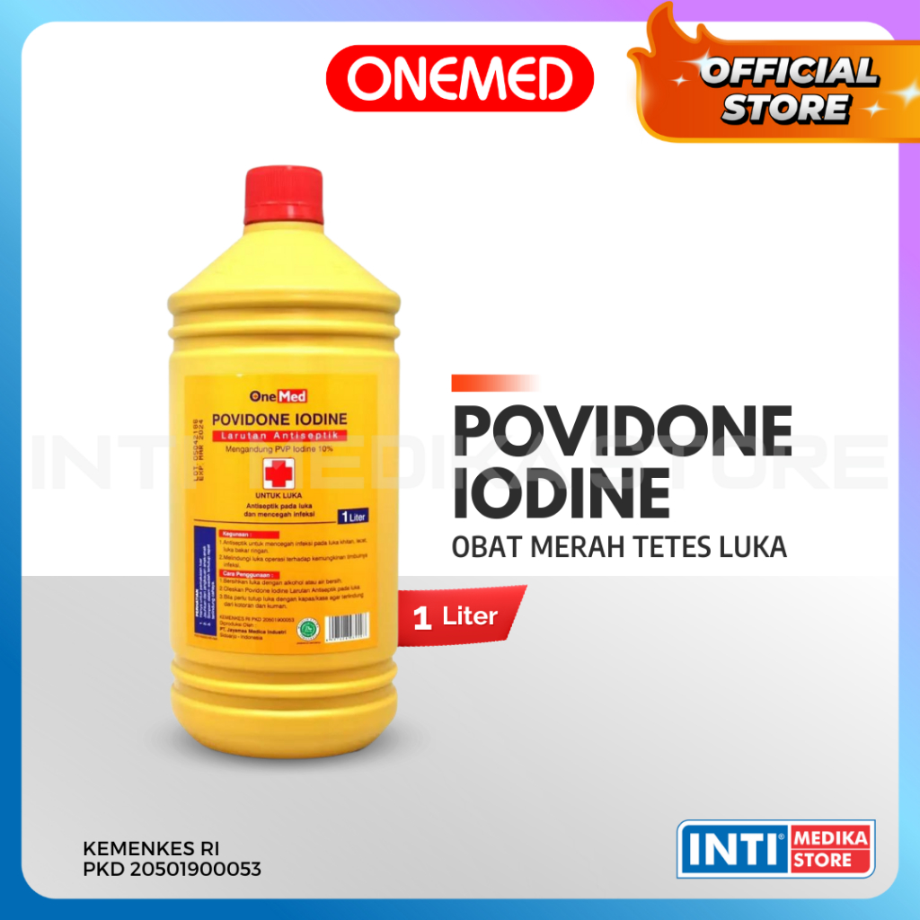 Jual ONEMED - POVIDONE IODINE 1 L | Obat Merah Tetes Luka | Antiseptik ...