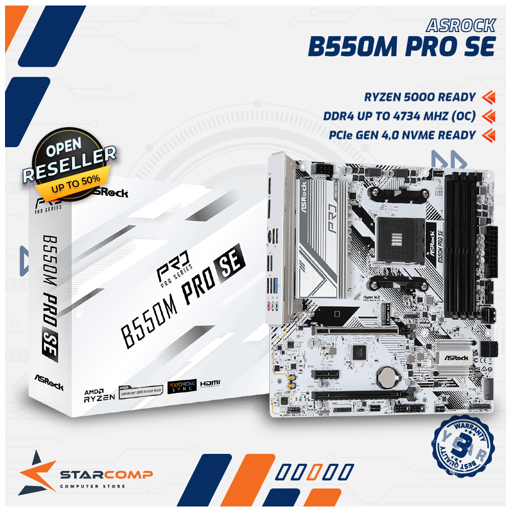 Jual ASRock B550M PRO SE Motherboard AMD AM4 B 550 DDR4 | Shopee Indonesia