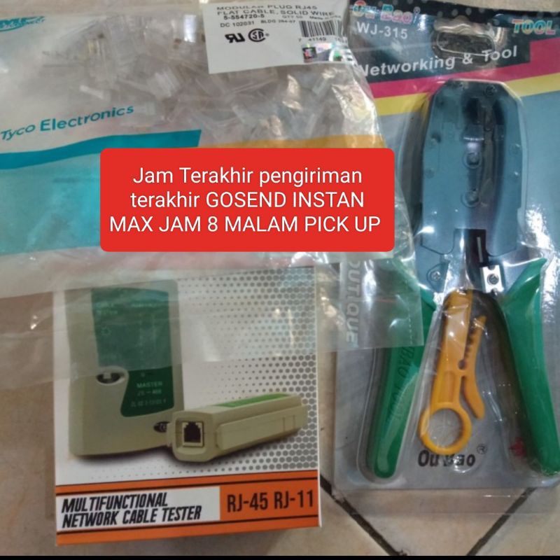 Jual Paket Crimping Tool RJ45 AMP 1 pack Lan Tester Paket Belajar 3 in ...