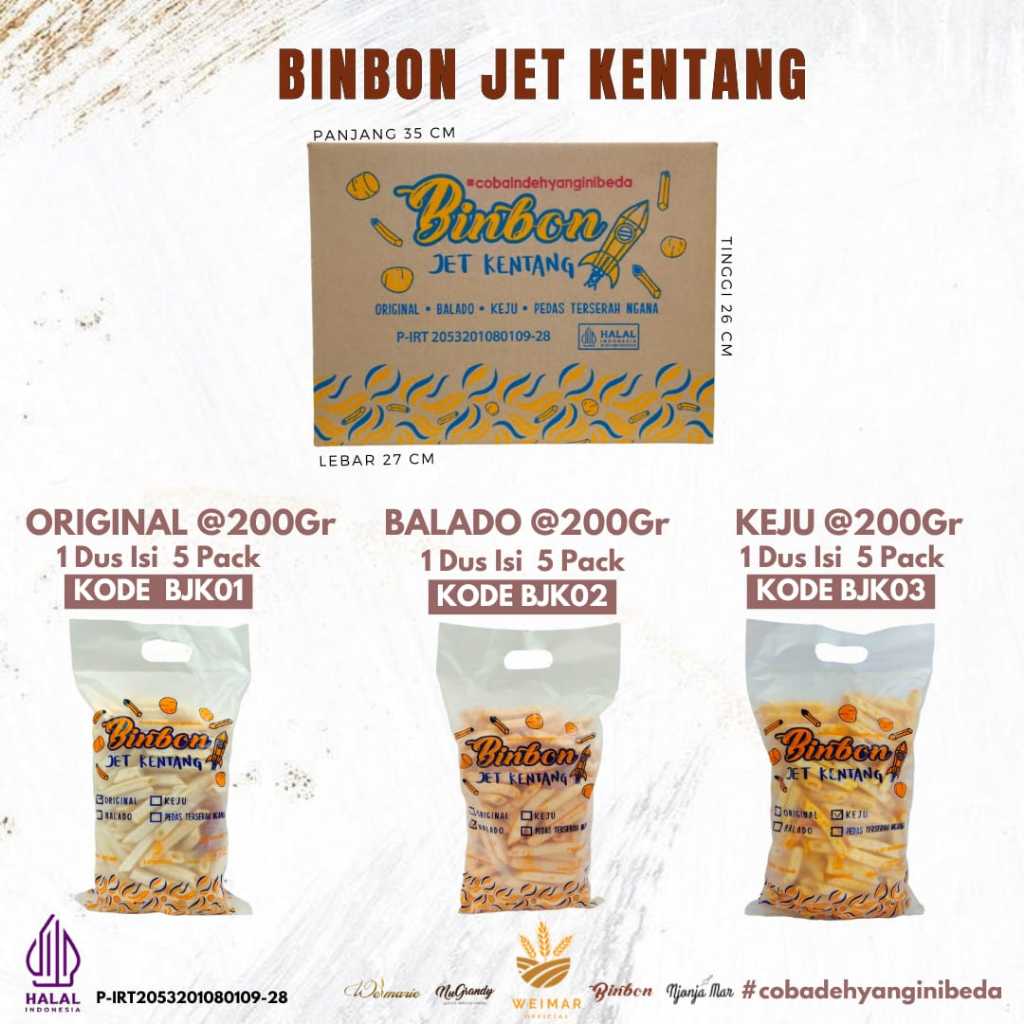 Jual Snack Kentang Binbon JET Original Balado Keju @200 Gr/DUS Weimar ...
