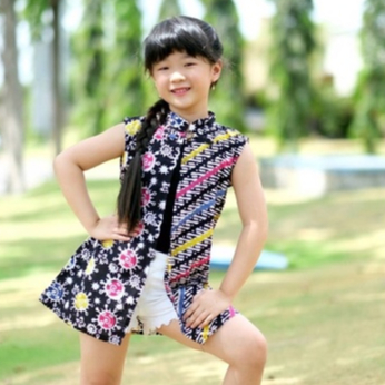 Jual Batik Costume Outer Batik Anak Perempuan Corona Dasar Hitam Outer ...