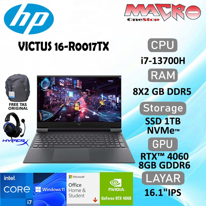 Jual HP VICTUS 16-R0017TX Silver ( Intel i7 13700H / 8 x 2 Gb / 1 TB ...