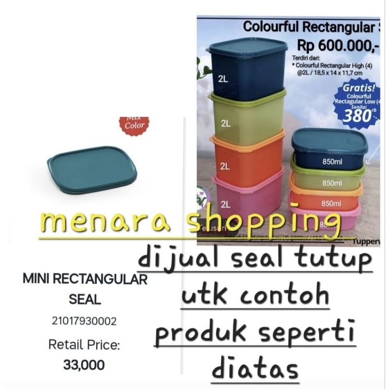 Jual Tupperware Sparepart Seal Tutup Mini Rectangular Colorful ...