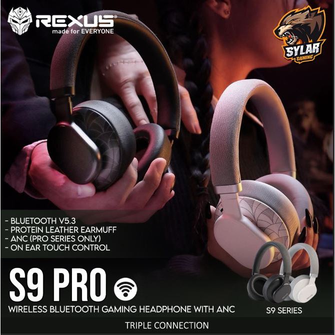 Jual Rexus S9 Pro Wireless Bluetooth Gaming Headphone with ANC | Shopee ...