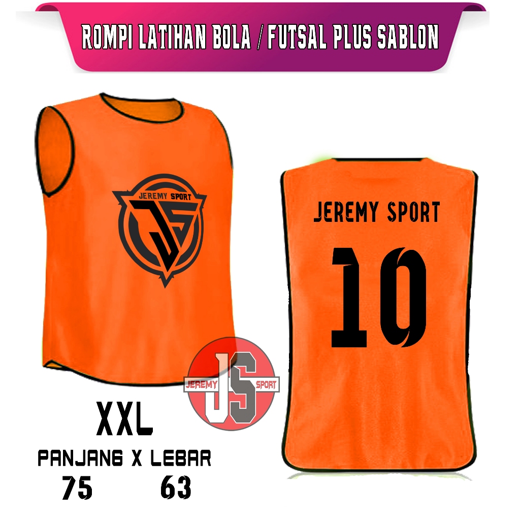 Jual Rompi Bola - Rompi Futsal UK XXL Plus Custom Sablon 1 Warna ...