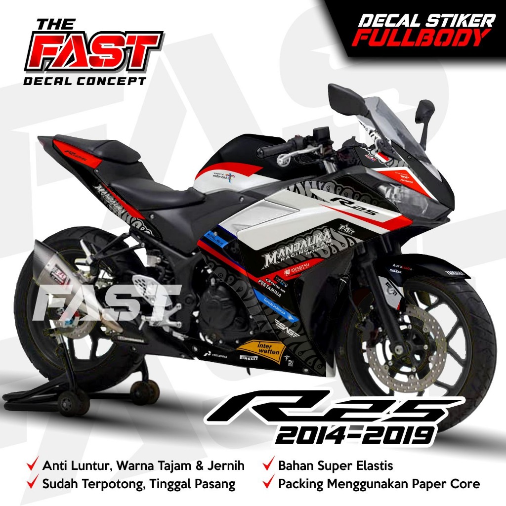 Jual Decal Sticker Yamaha R25 Fullbody Mandalika Custom Decal stiker ...