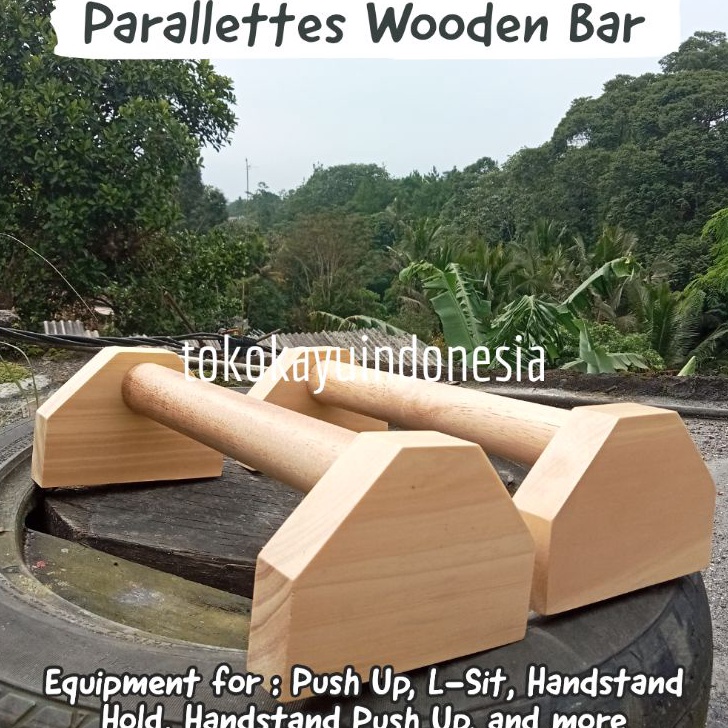 Jual 【Terbaik..!!【 Parallettes Wooden Bar Calisthenics Workout ...