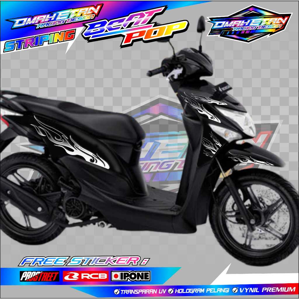 Jual STRIPING VARIASI MOTOR HONDA BEAT POP DESAIN API / STICKER LIST ...