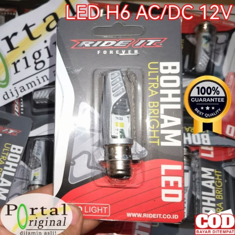 Jual Lampu LED depan motor Ride IT H6 AC/DC Ultra Bright matic bebek ...