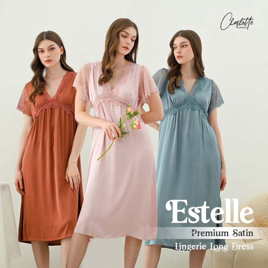 Jual Charlotte Estelle Set Long Dress Vintage Nightgown Lingerie Set
