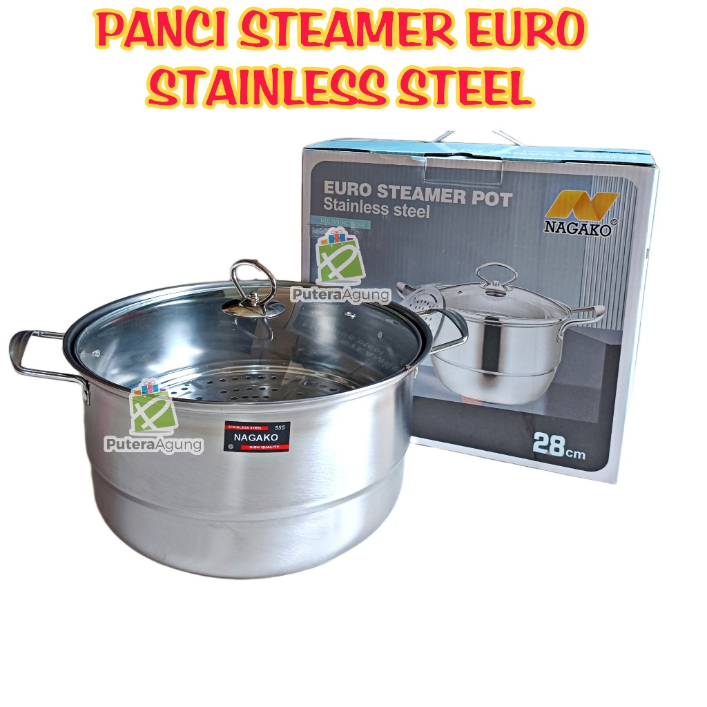 Jual Nagako Euro Steamer Pot Panci Kukus Multifungsi 28cm | Shopee ...