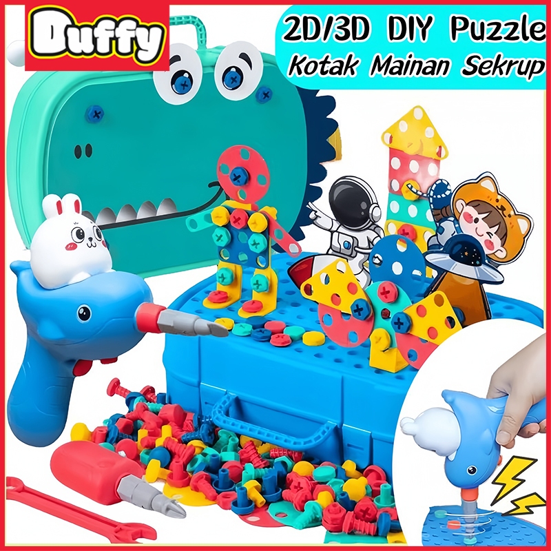 Jual 【Duffy toys】(COD) 489Pcs Mainan Bor Obeng Anak / Mainan Anak ...