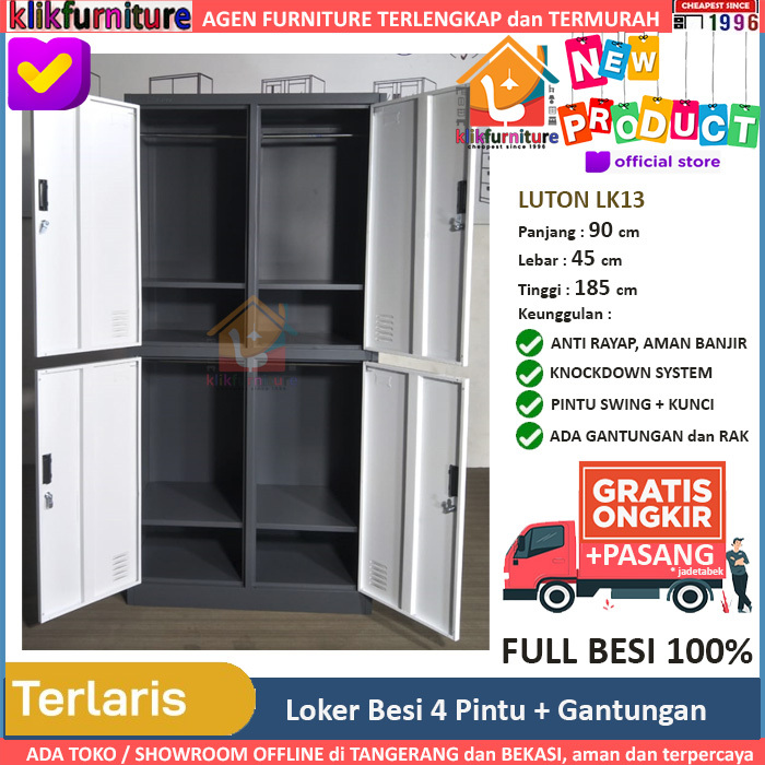 Jual Loker Besi Lemari Locker Pakaian 4 Pintu + Gantungan Baju LK13 ...