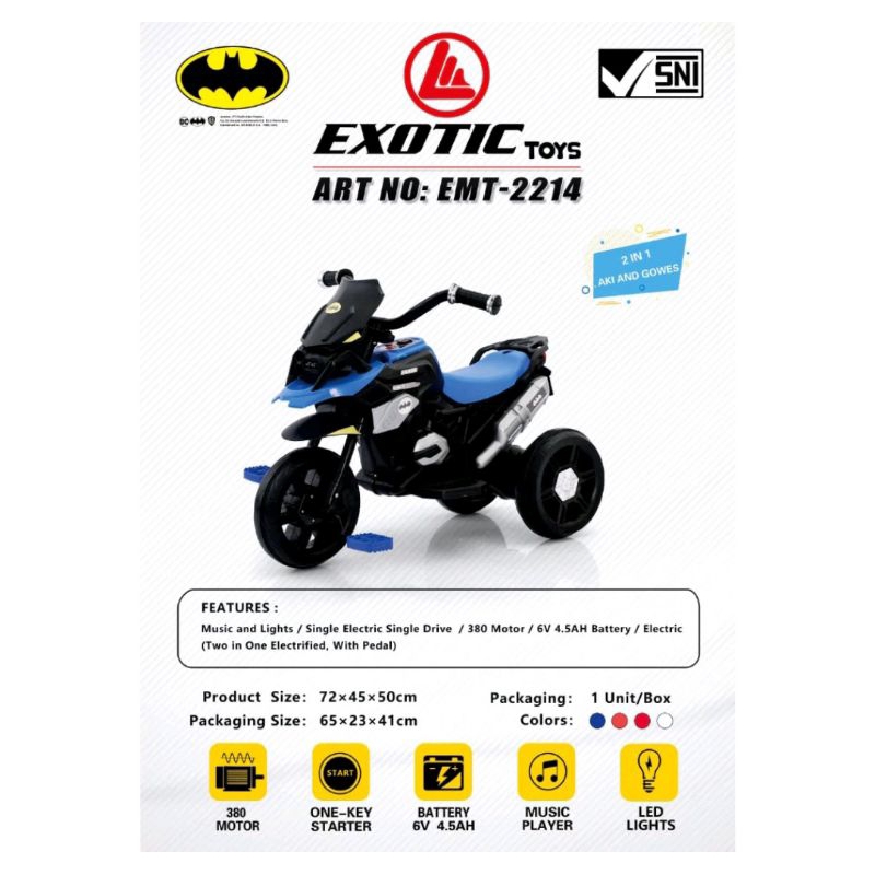 Jual MAINAN ANAK MOTOR AKI RODA TIGA EXOTIC EMT 2214 AKI DAN GOWESAN ...