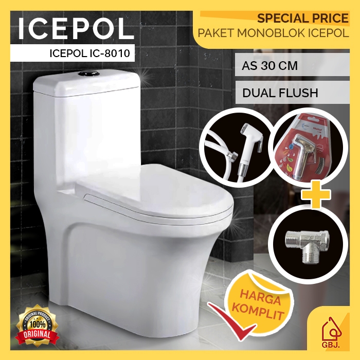 Jual SET KLOSET DUDUK ONE PIECE ICEPOL IC 8010 + JET SHOWER / MONOBLOK ...