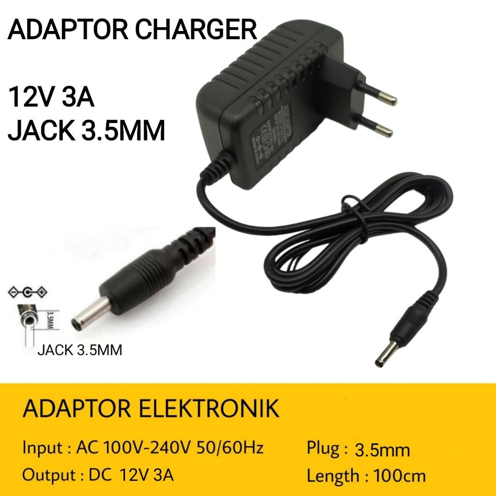 Jual COD - ADAPTER ADAPTOR DC 12V 3A JACK 3.5mm Real ampere TRAFO POWER ...