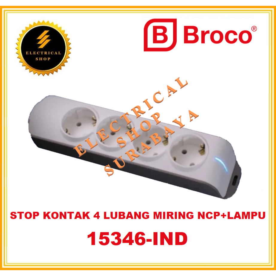 Jual BROCO STOP KONTAK MIRING 4 LUBANG 15346 ATAU DENGAN LAMPU ...