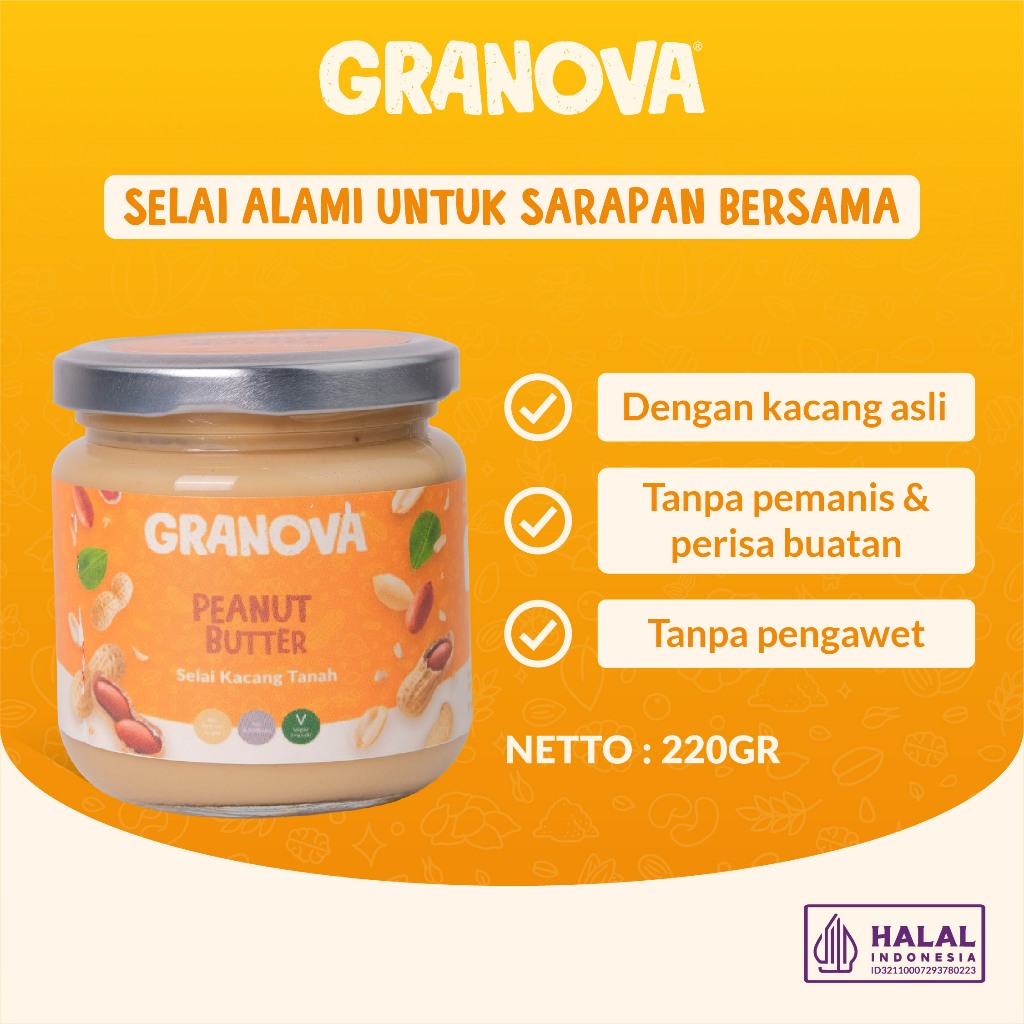Jual Granova - Selai Kacang Tanah 220gr / Peanut Butter (Unsweetened ...