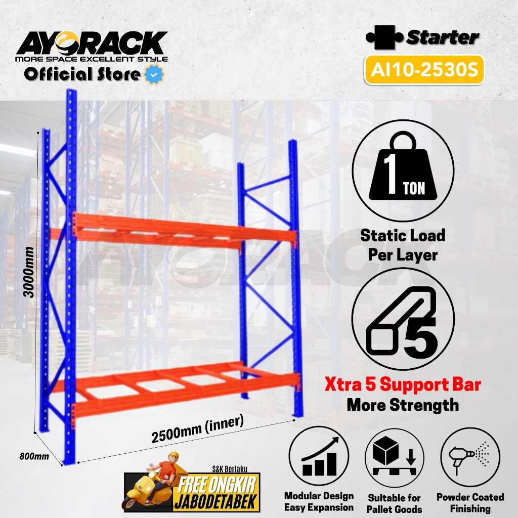 Jual AYORACK PALLET RACKING 1 TON AI10-2530S - RAK PALET HEAVY DUTY 3 ...
