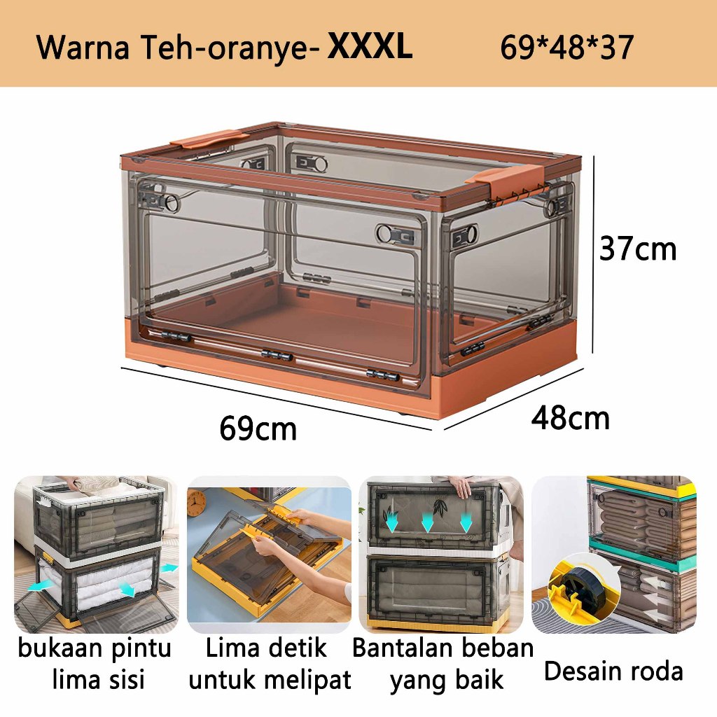 Jual box Storage Box kotak plastik Lipat Folding Container Box pakaian ...