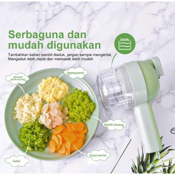 Jual Blender Sayur 4 in 1 Model Genggam Tanpa Kabel / Set Alat Pemotong ...