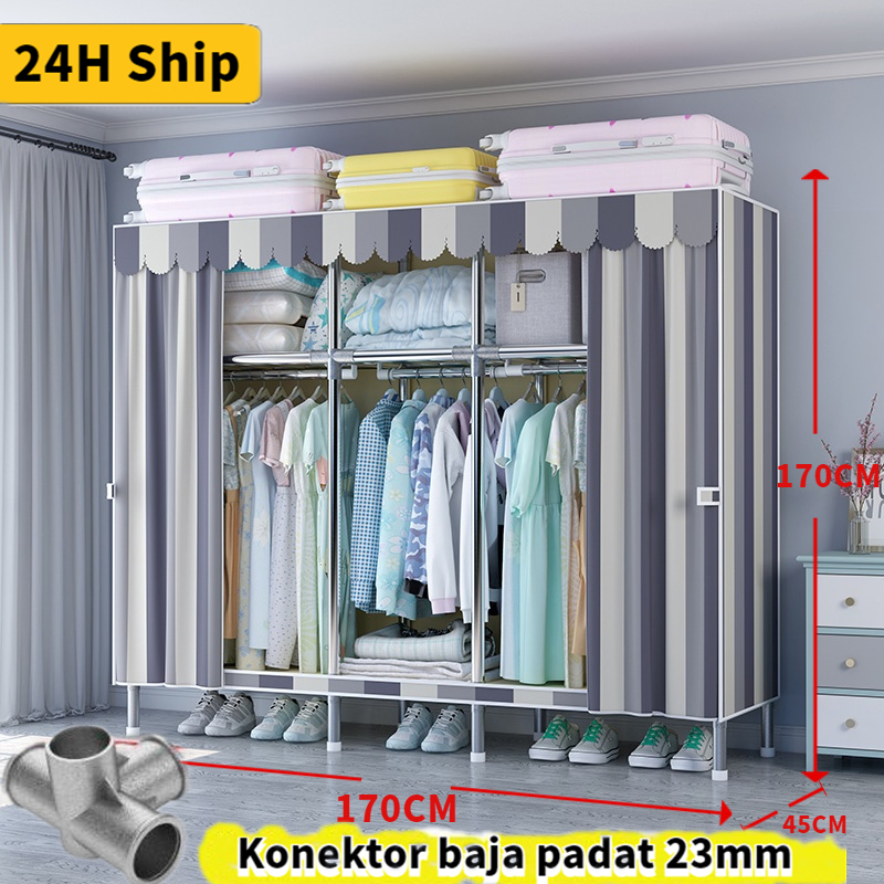 Jual [Pipa baja yang kuat]Lemari Pakaian Kain Portable 23mm tube/lemari ...