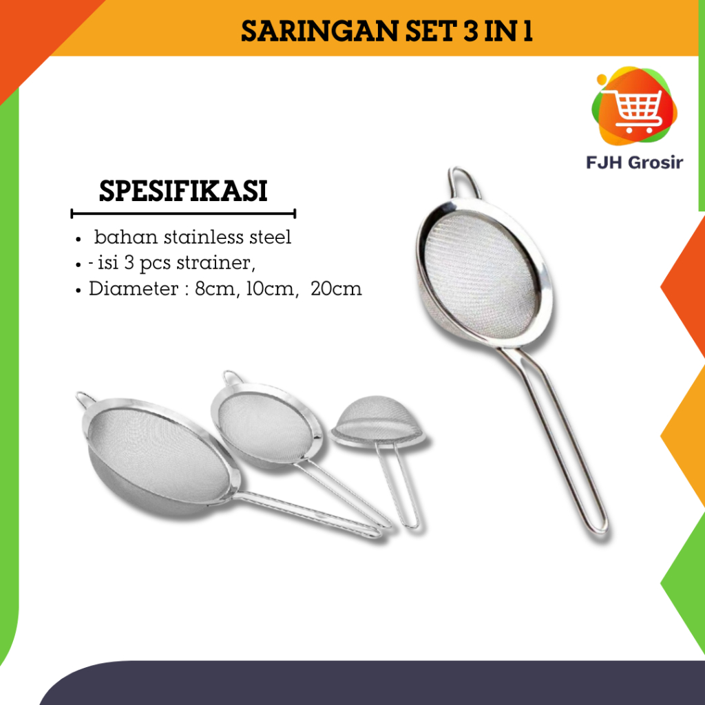 Jual Saringan Set 3in1 Alat Saring Serbaguna Strainer Tepung Terigu ...