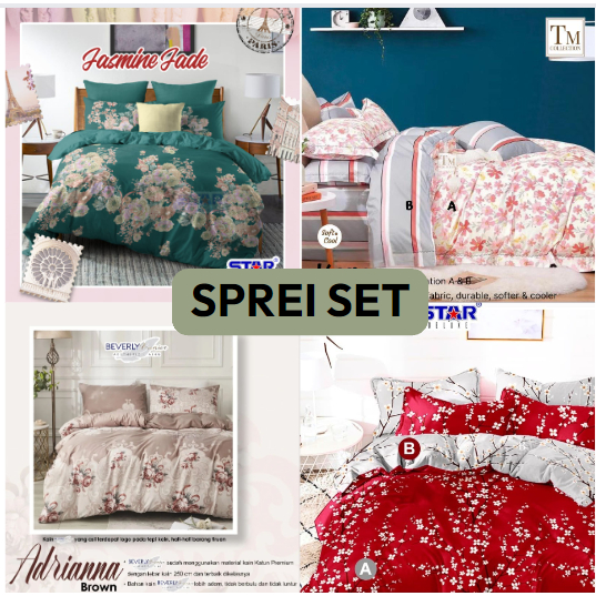 Jual Sprei Set (TANPA SELIMUT) Katun Lokal Motif Bunga Ukuran (200x200 ...
