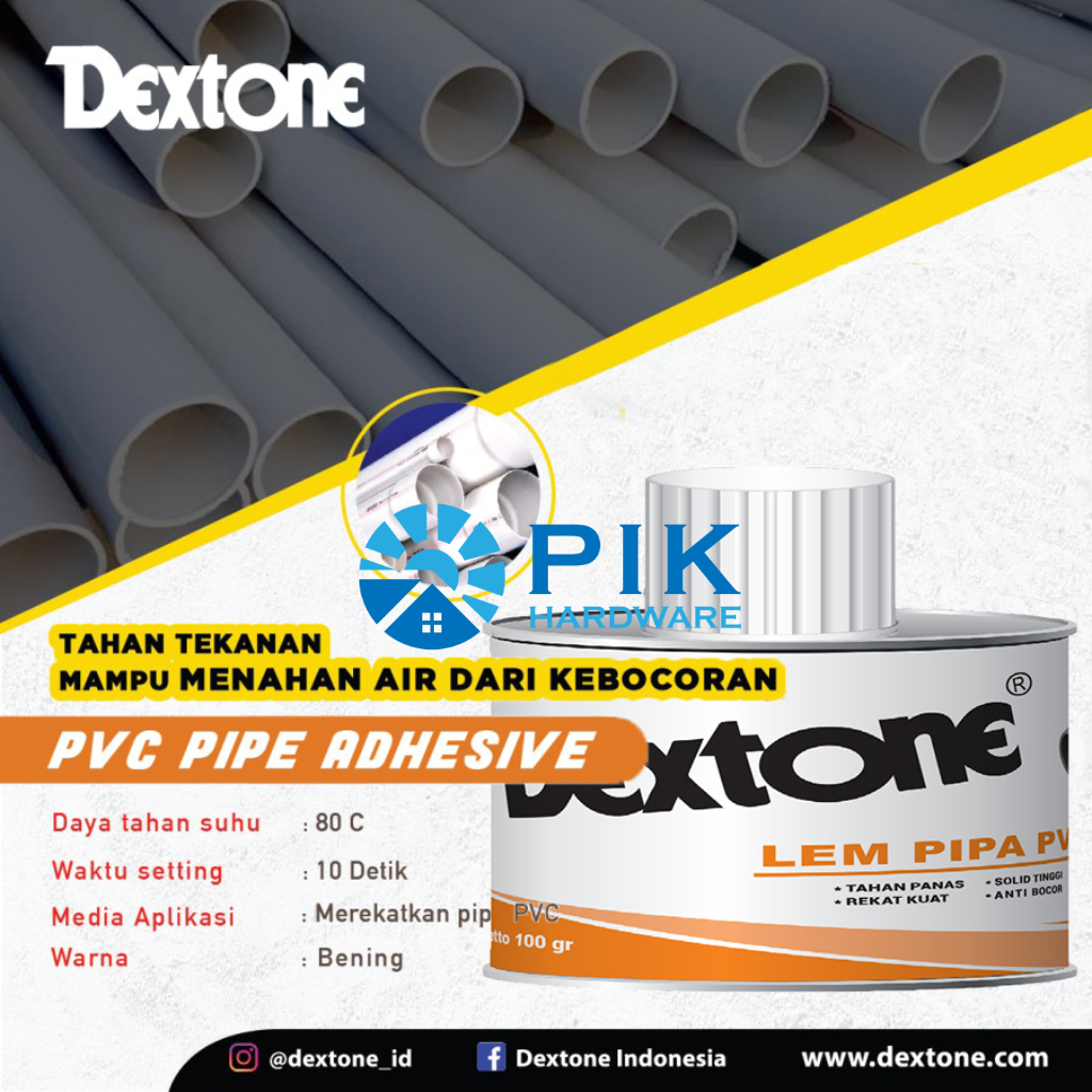 Jual LEM PIPA PVC KALENG DEXTONE 100gr | LEM PRALON / PARALON 100 Gram ...