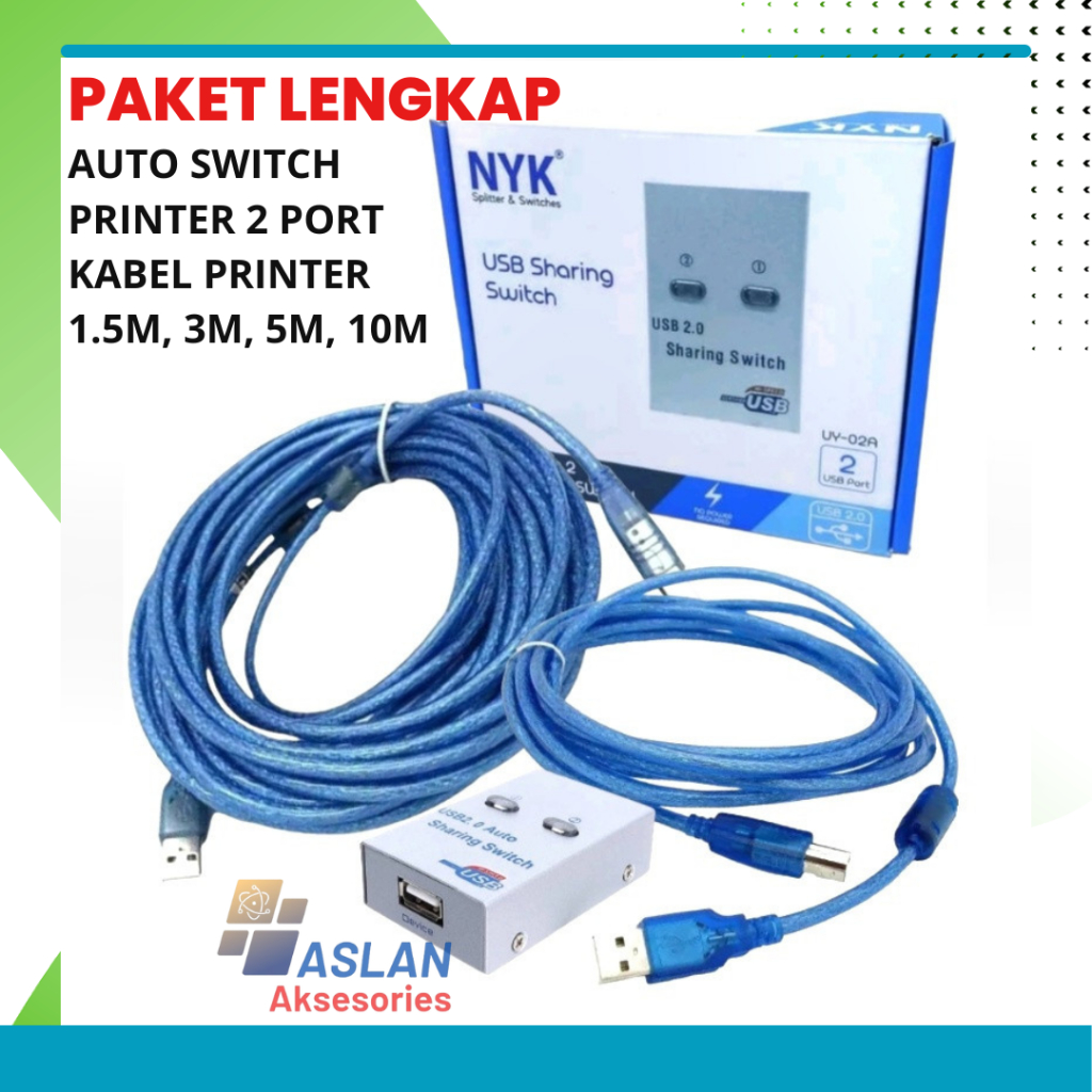 Jual AUTO SWITCH PRINTER + KABEL PRINTER USB 2.0 - SHARING SWITCHER 1-2 ...