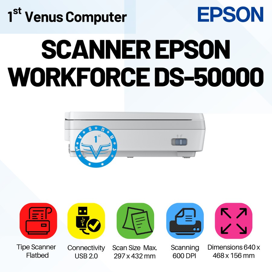 Jual Scanner Epson WorkForce DS-50000 / DS 50000 A3 Flatbed / Venus5 ...