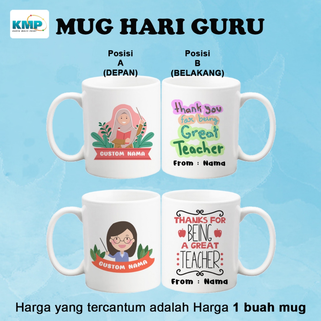 Jual Mug Custom Tema Guru / Kado Guru / Hadiah Guru - terima kasih guru ...