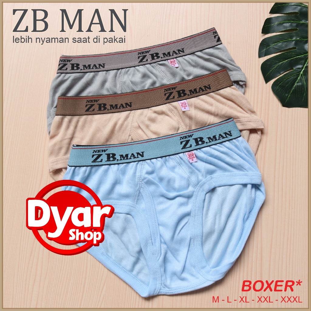 Jual [ 3 pcs ] CD ZB Man Boxer | CD Celana Dalam Brief Pria Karet Boxer ...