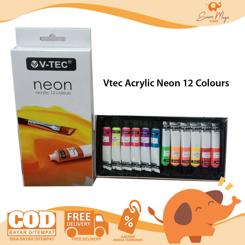 Jual Vtec V-Tec Acrylic Neon 12 Colours / Cat Akrilik Warna Neon Warna ...