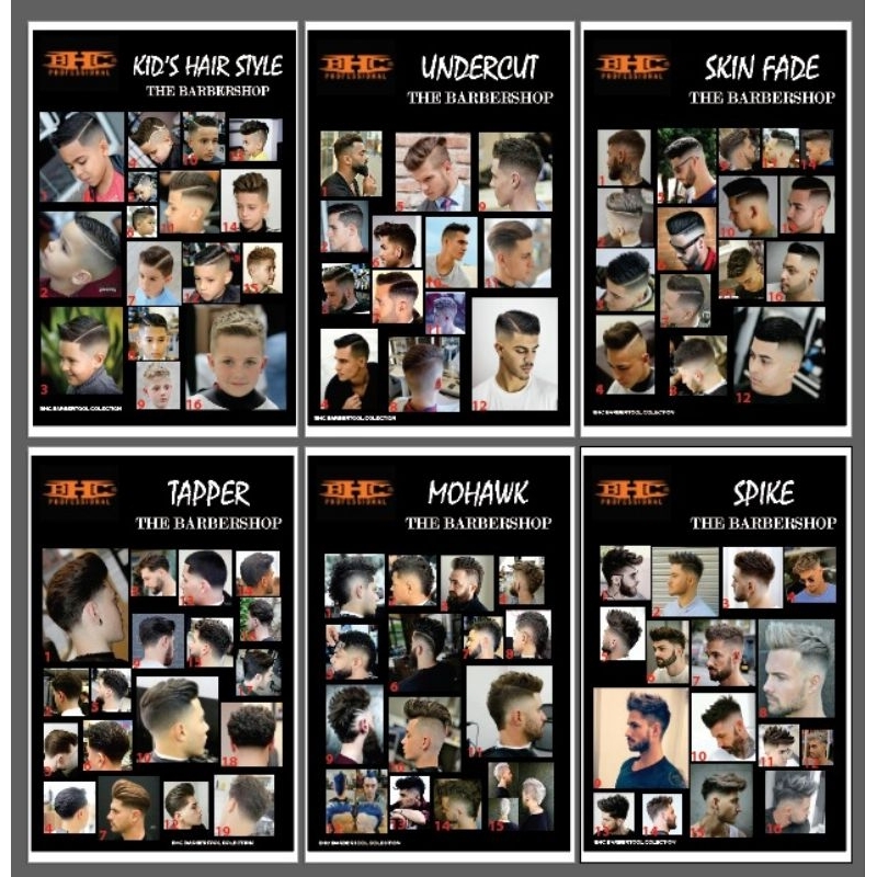 Jual Poster Barbershop 6 Lembar Model Potong Rambut Pria Poster Pangkas ...
