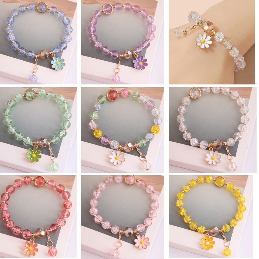 Jual COD⭐Gelang Rumbai Bunga Daisy Kristal Korea Wanita Gadis Gelang ...