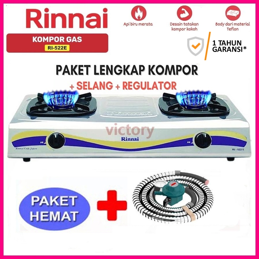 Jual Kompor Rinnai 2 Tungku RI 522E Kompor Body Stainless Steel ...