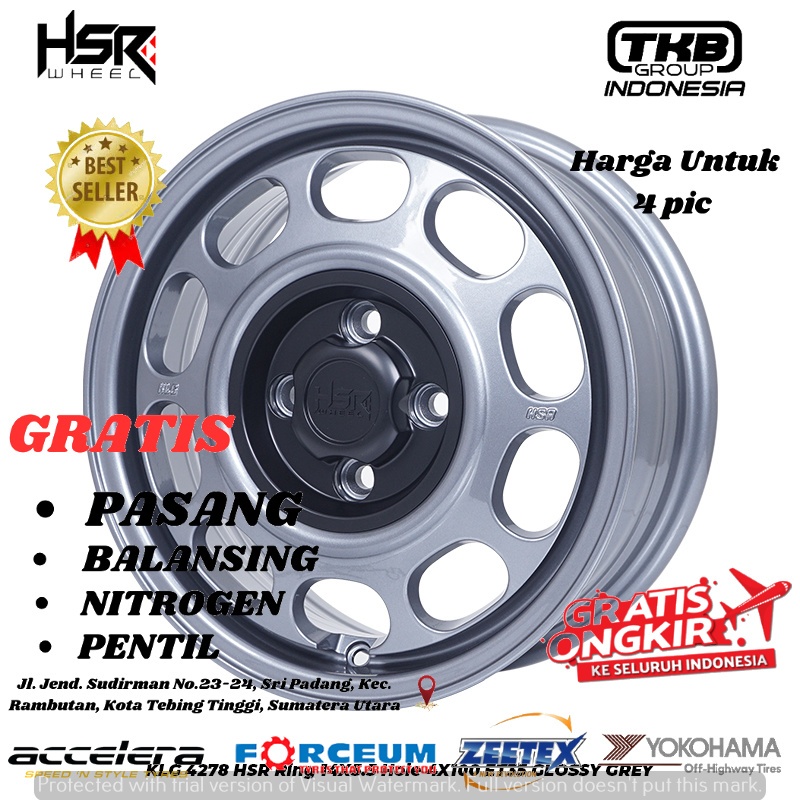 Jual VELG MOBIL RACING STANDAR R14 KLG HSR R14 LEBAR 55 H4x100 ET35 WARNA GLOSSY GREY | Shopee ...