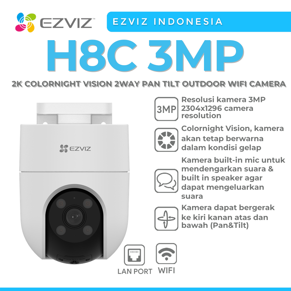 Jual EZVIZ H8C 4MP WIFI PAN TILT COLOR NIGHT VISION OUTDOOR IP CAMERA ...