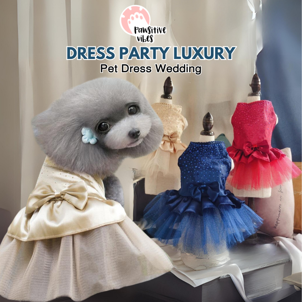 Jual Dress Party Untuk Anjing Kucing - Pet Clothes Dog Summer Fashion Party - Dress Wedding ...