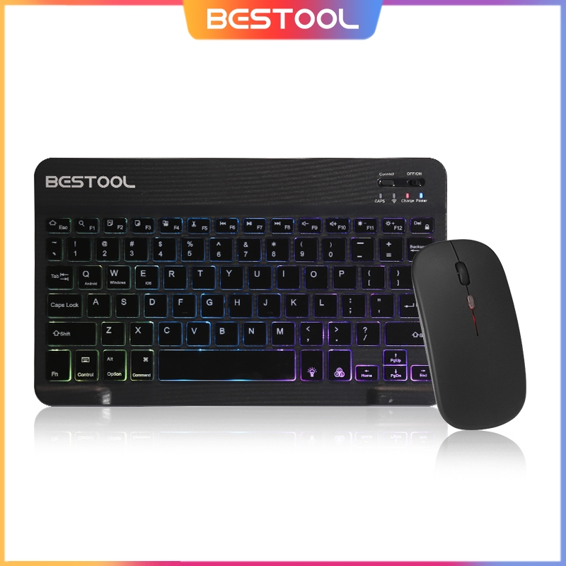 Jual BESTOOL 10 Inch Backlit Backlight Wireless Keyboard And Mouse LED ...
