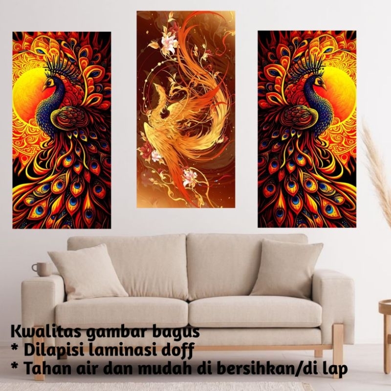 Jual Hiasan dinding 1set poster burung merak aesthestik3 untuk ...
