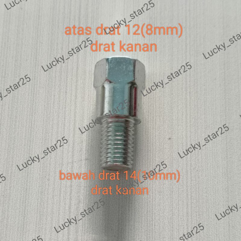 Jual Harga 1 Pcs Adaptor Baut Sambungan Spion Atas 12 Bawah 14 Drat ...