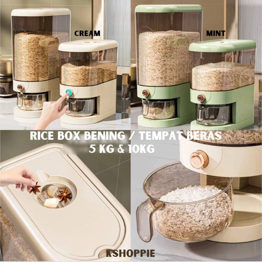 Jual Tempat Beras Bening / Rice Barrel Multifunctional Storage / Tempat ...