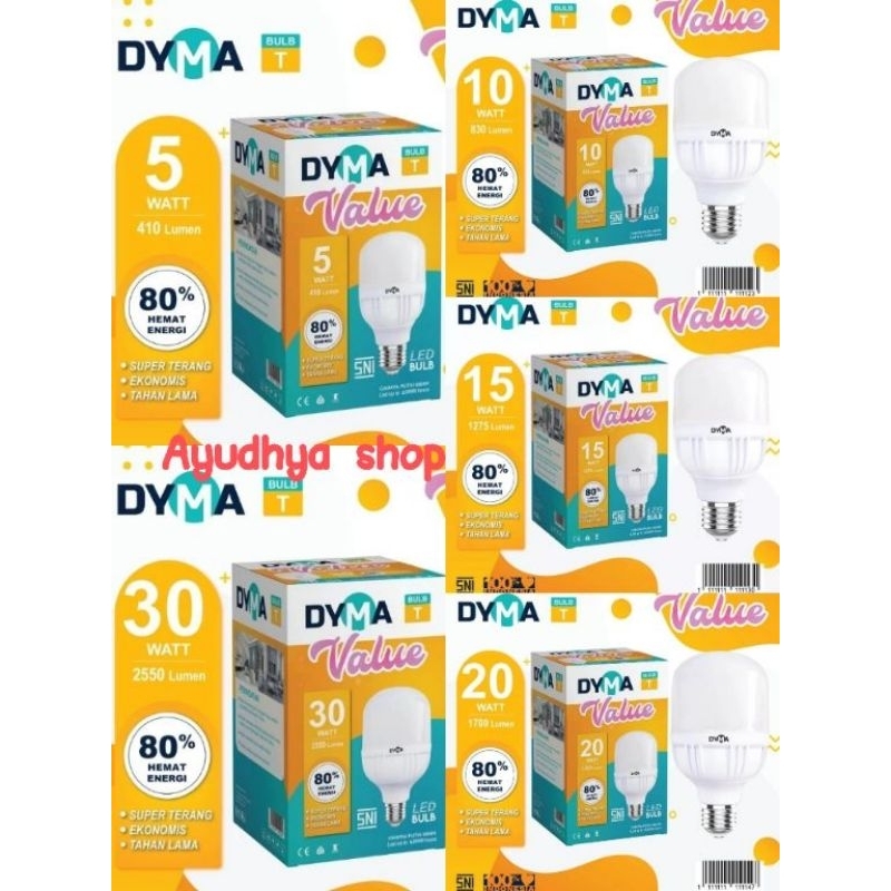 Jual LAMPU LED DYMA VALUE 5 / 10 / 15 / 20 / 30 WATT - KEMASAN HEMAT | Shopee Indonesia