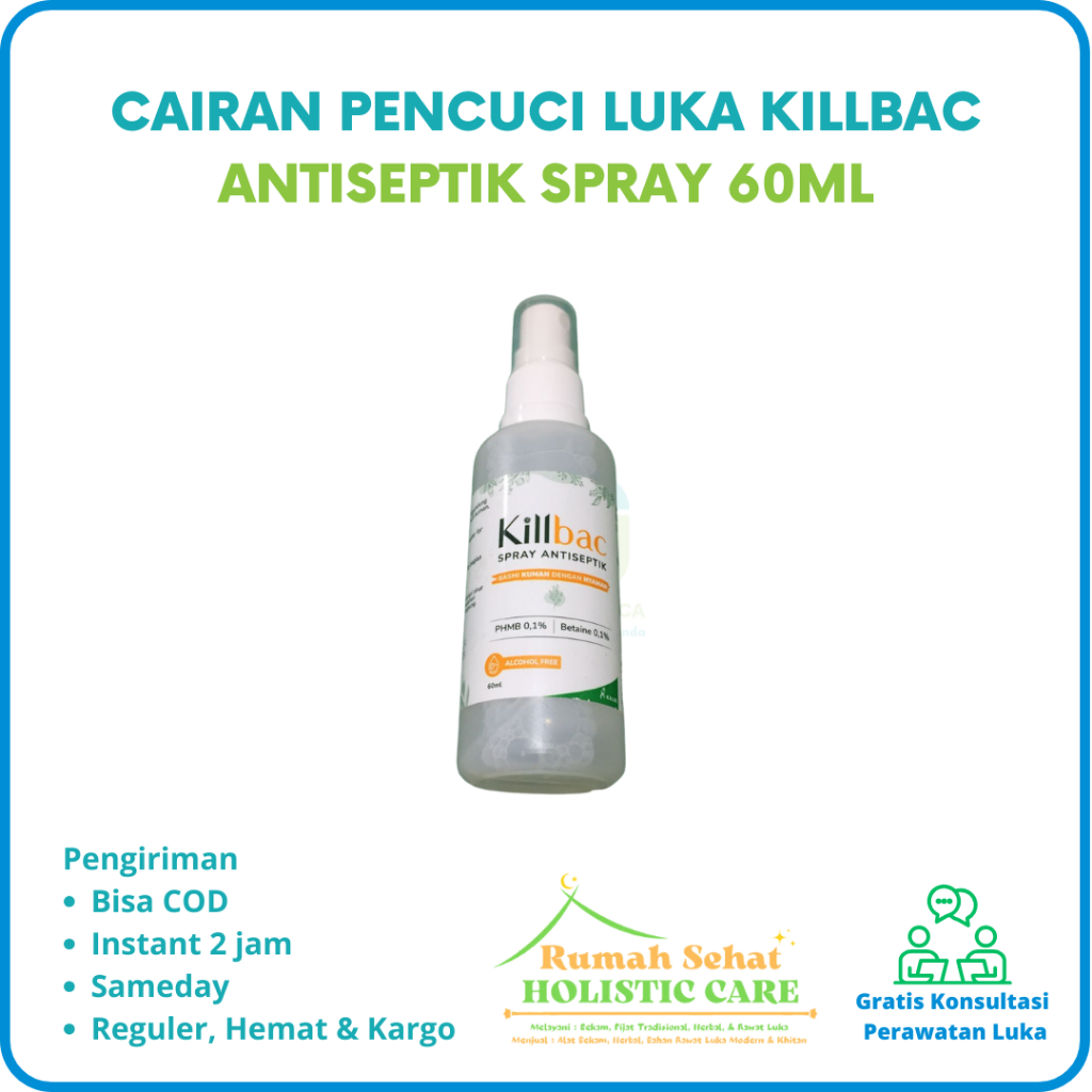 Jual Cairan Pencuci Luka Killbac 60ml / Antiseptik Spray / Pencuci luka ...
