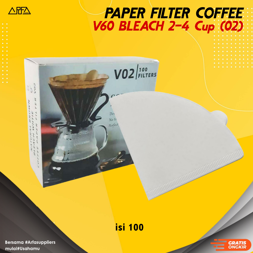 Jual Paper Filter Coffee Drip V60 Bleach Putih 2-4cup | Shopee Indonesia