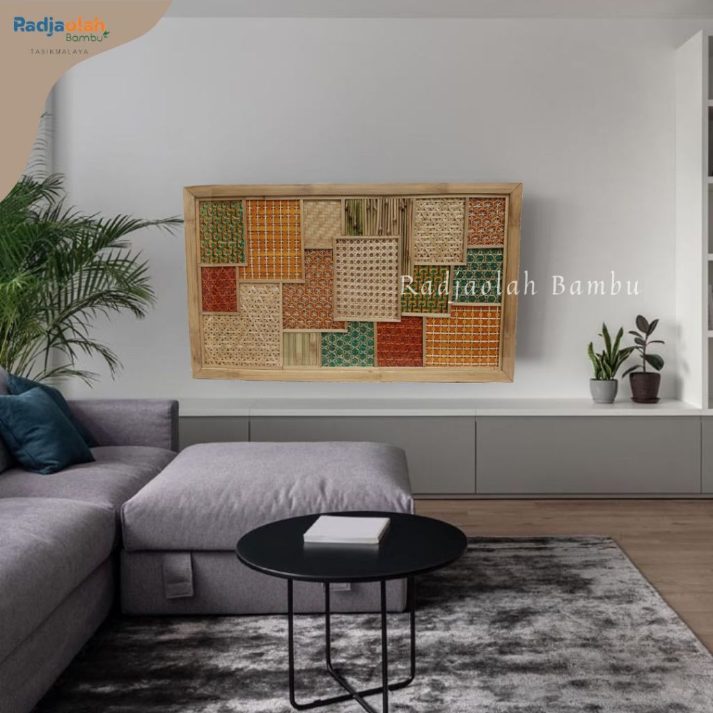 Jual (FREE PACKING KAYU) Wall Decor / Walldecor Bambu Anyaman Tumpuk ...